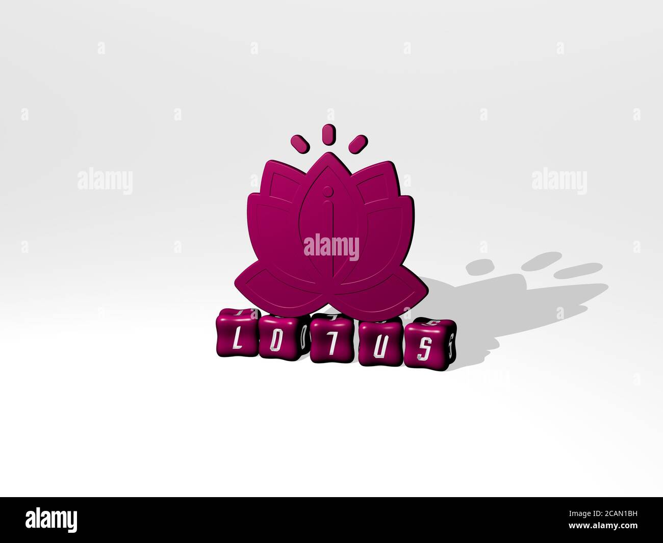 lotus 3D icon object on text of cubic letters - 3D illustration for ...