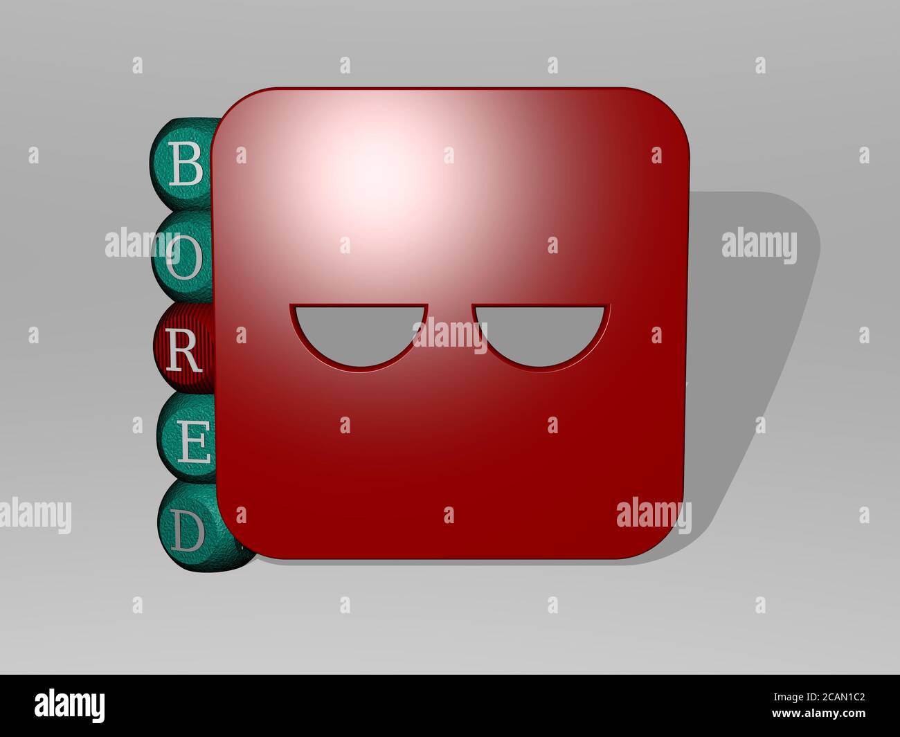 BORED 3D icon and dice letter text - 3D illustration for woman and ...