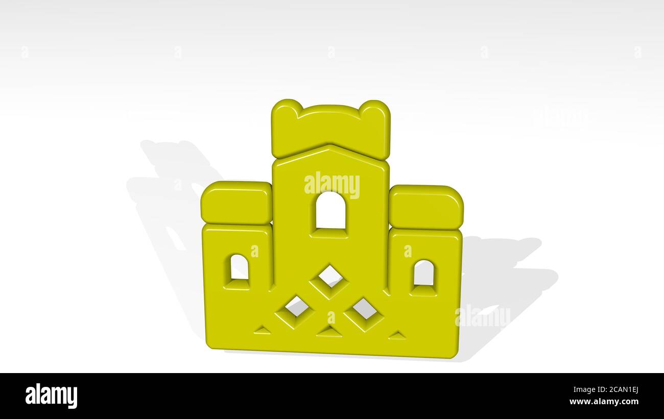 LANDMARK LOUVRE 3D icon casting shadow - 3D illustration for ...