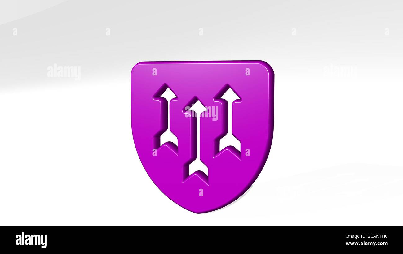 army arrow shield 3D icon casting shadow - 3D illustration for military ...