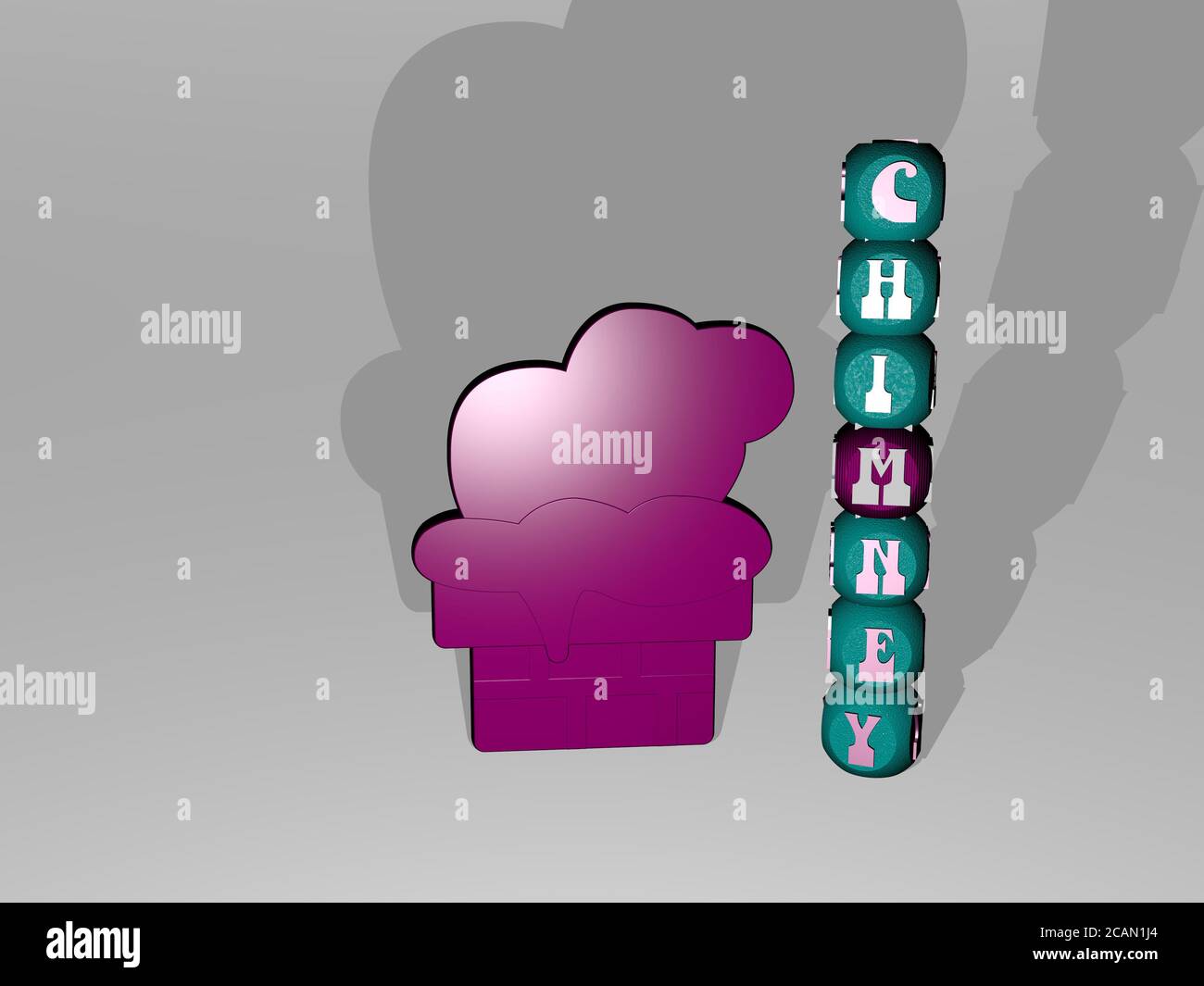 CHIMNEY text beside the 3D icon - 3D illustration for building and ...