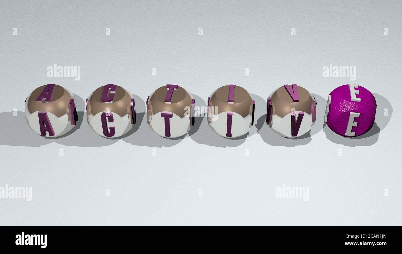 ACTIVE text of cubic individual letters - 3D illustration for activity ...