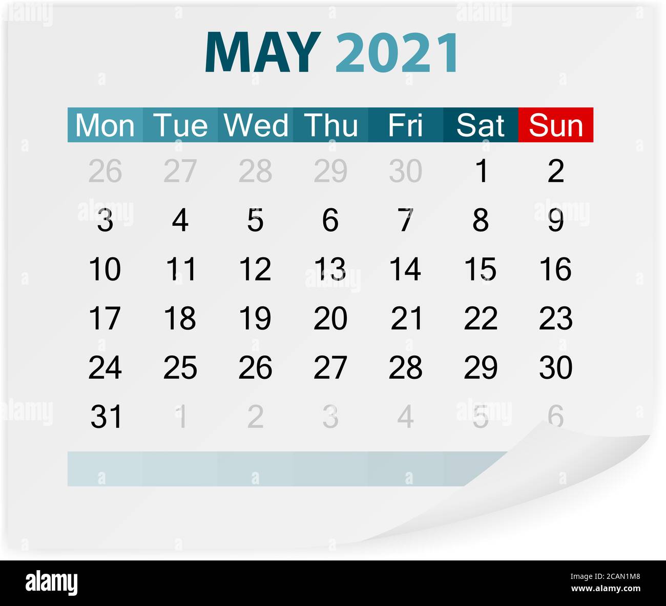 Calendar May 2021 on a white background. Vector illustration Stock ...