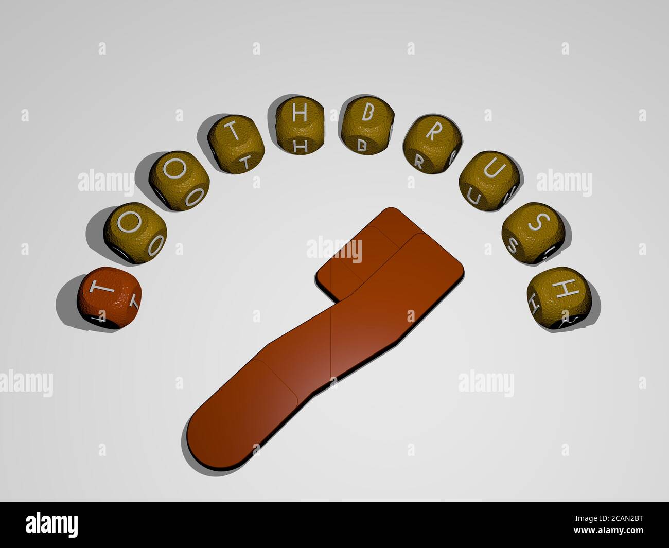 toothbrush icon surrounded by the text of individual letters - 3D ...