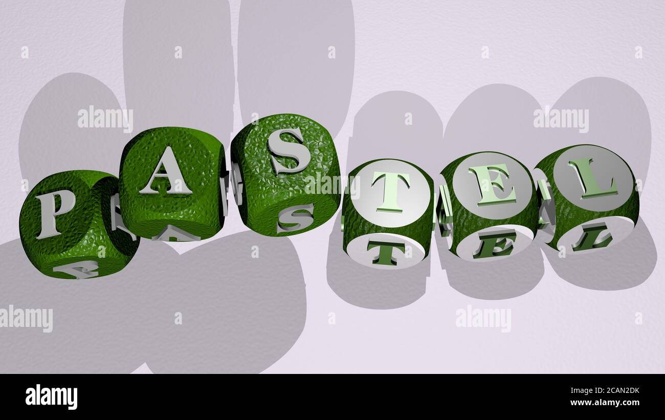 pastel text by dancing dice letters - 3D illustration for background ...