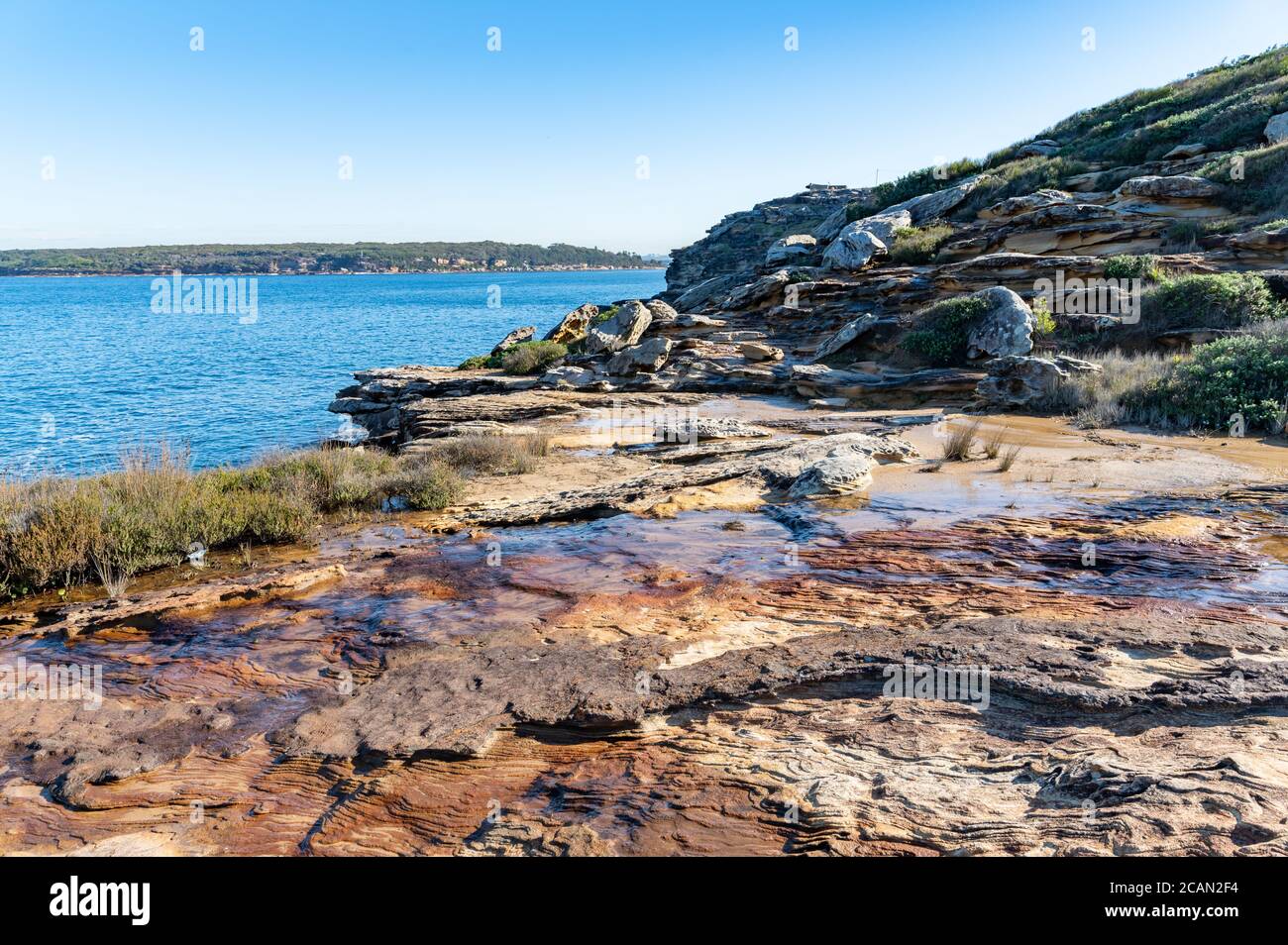 Beautiful Water Puddle on Natural Sandstone ground at Henry Head Walk ...