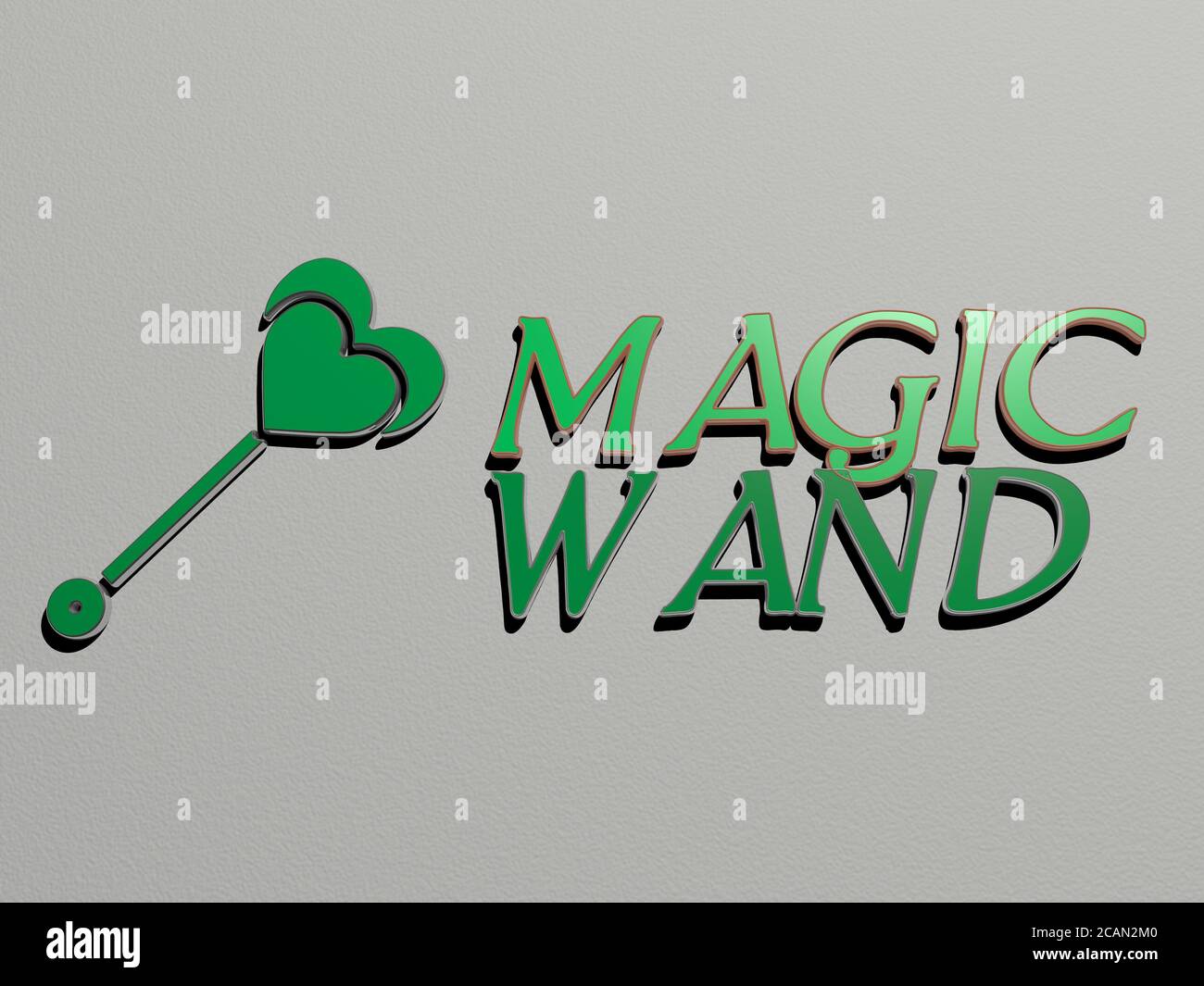 magic wand icon and text on the wall - 3D illustration for background ...