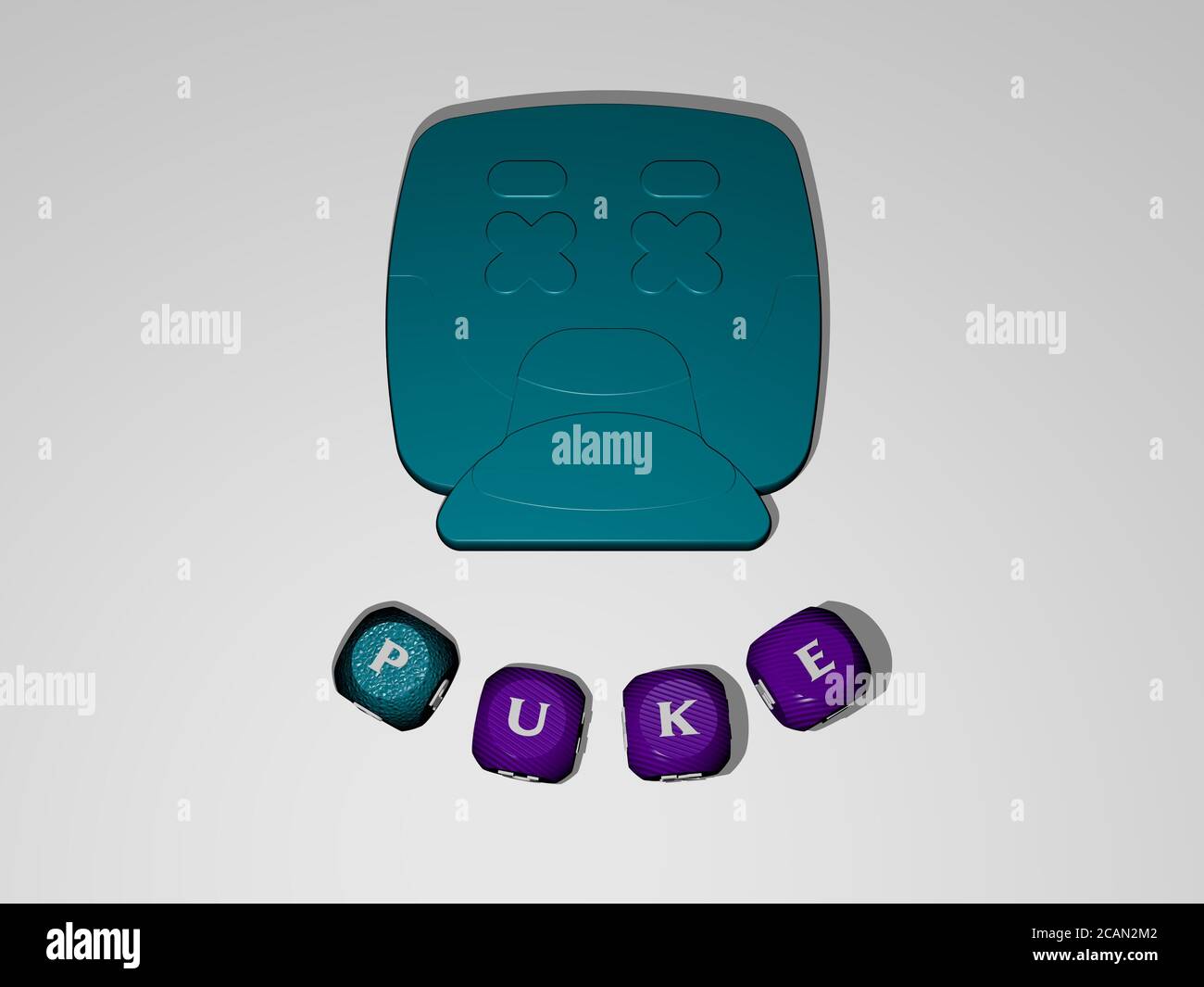 puke text around the 3D icon - 3D illustration Stock Photo - Alamy