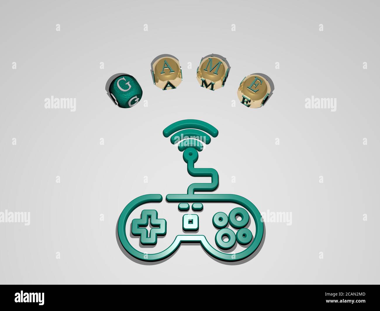 GAME circular text of separate letters around the 3D icon - 3D ...