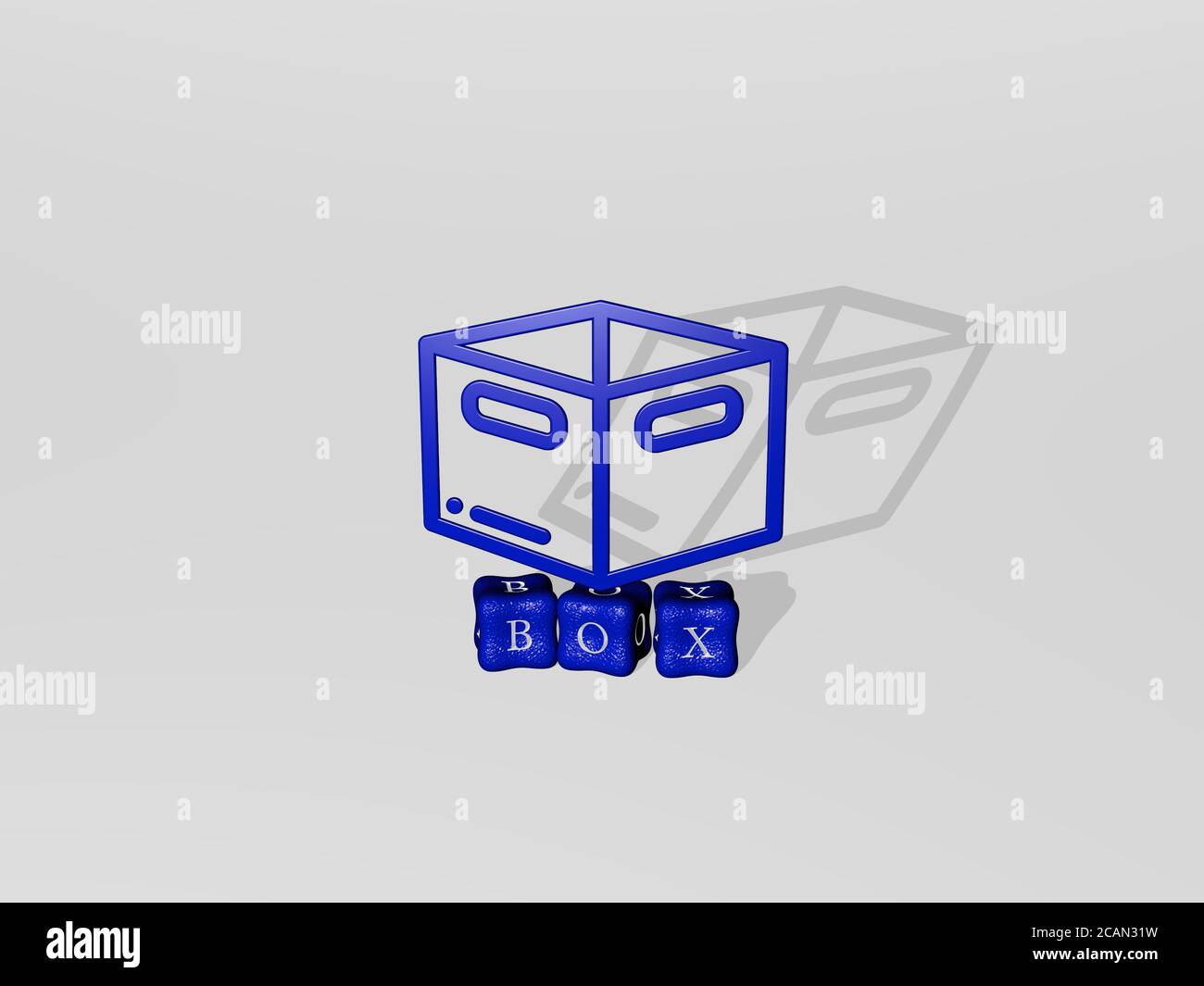 box 3D icon on cubic text - 3D illustration for background and gift ...