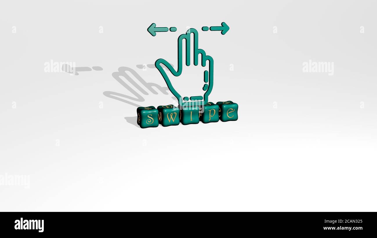swipe 3D icon object on text of cubic letters - 3D illustration for set ...