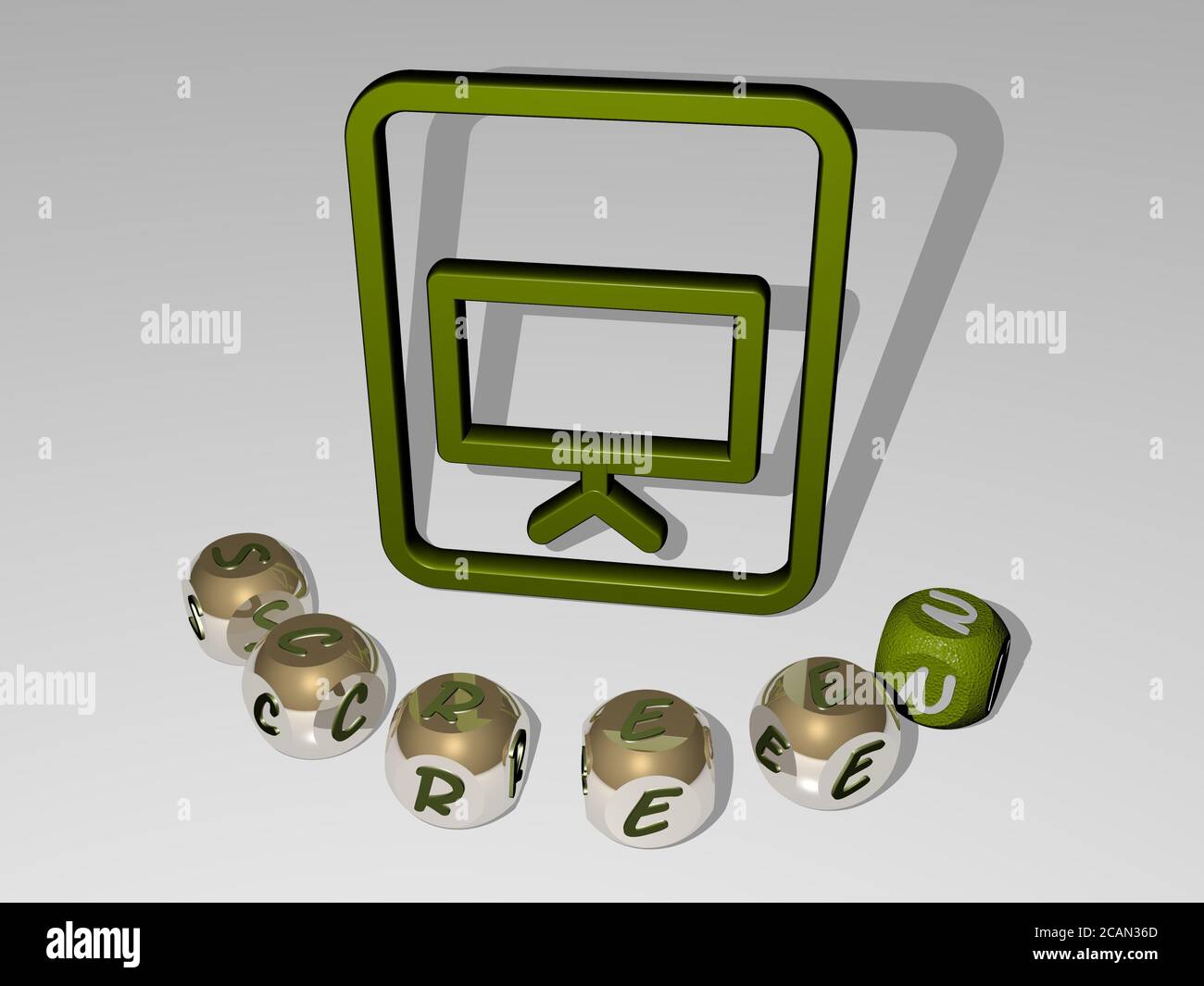 screen round text of cubic letters around 3D icon - 3D illustration for ...