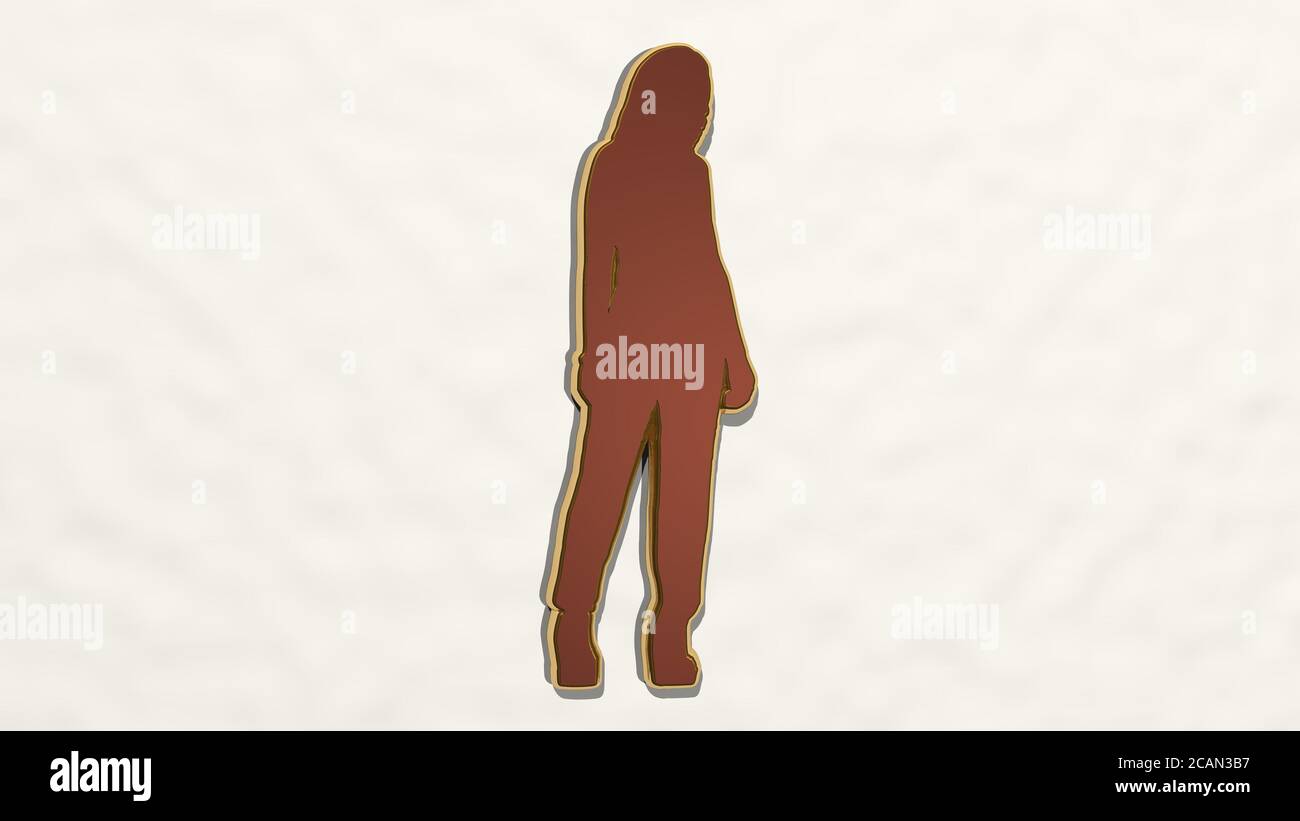 WOMAN STANDING 3D drawing icon - 3D illustration for beautiful and ...