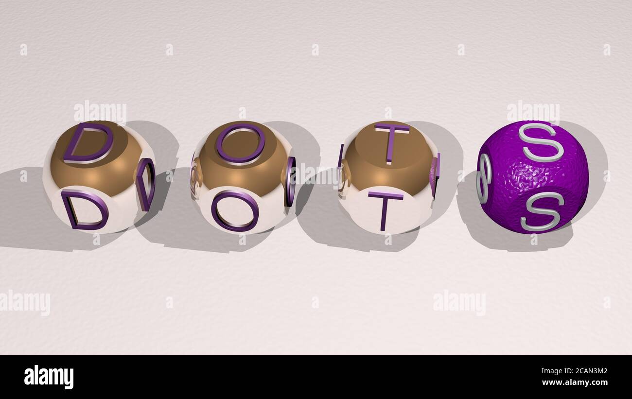 dots text of cubic individual letters - 3D illustration for background ...