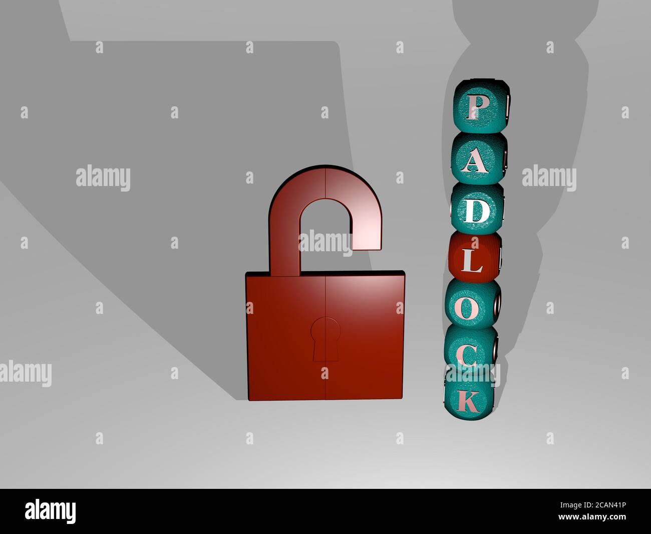 padlock text beside the 3D icon. 3D illustration. background and ...
