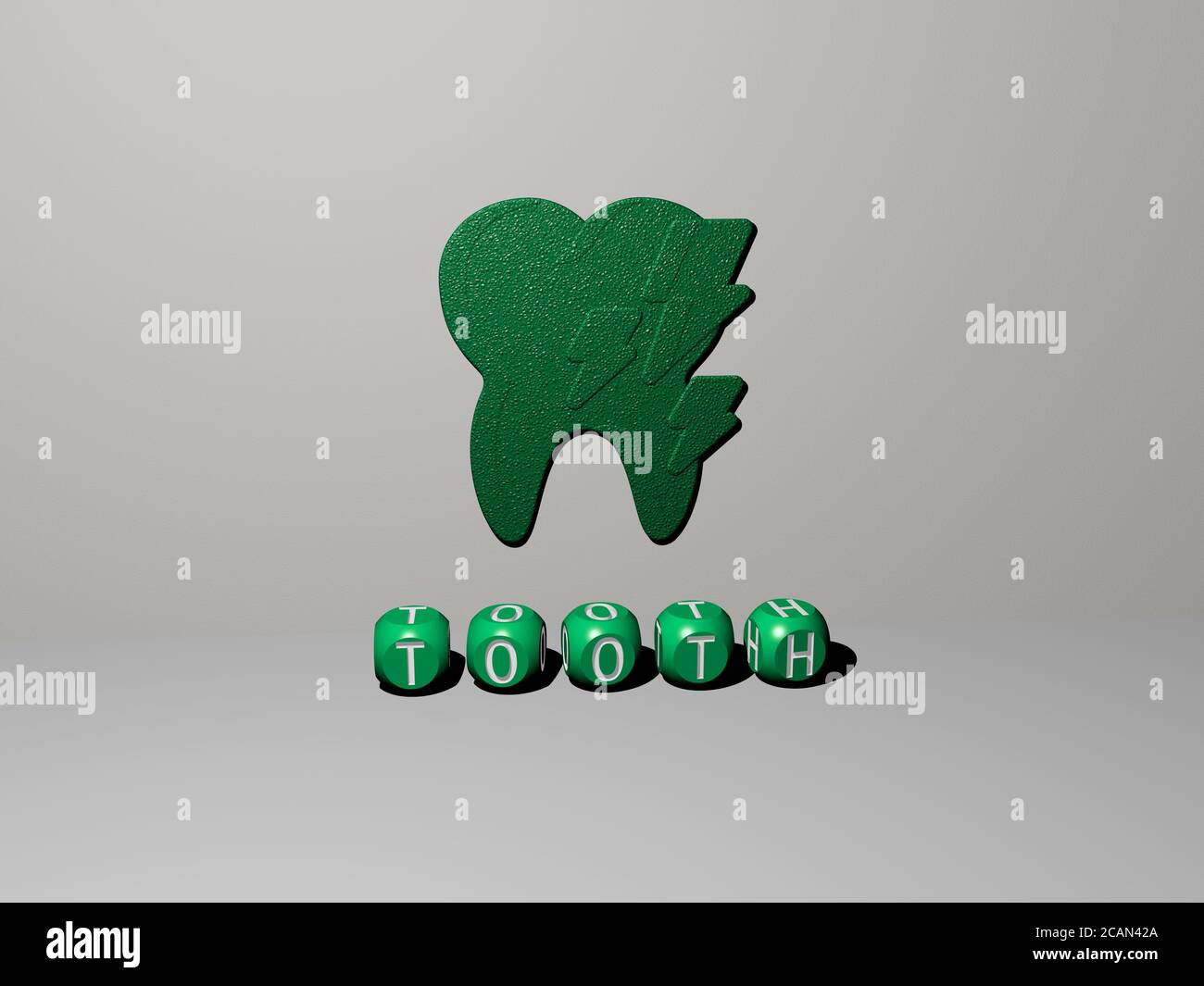 3D representation of TOOTH with icon on the wall and text arranged by ...