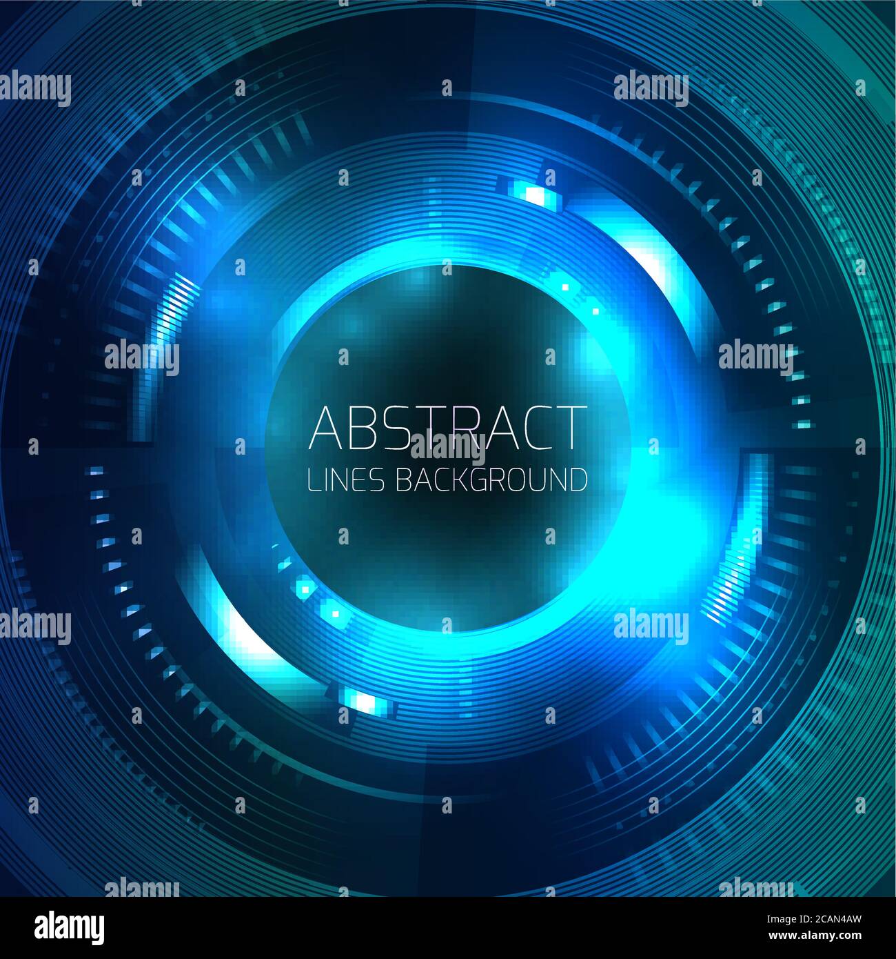 Template with round abstract technology background in blue tones and ...
