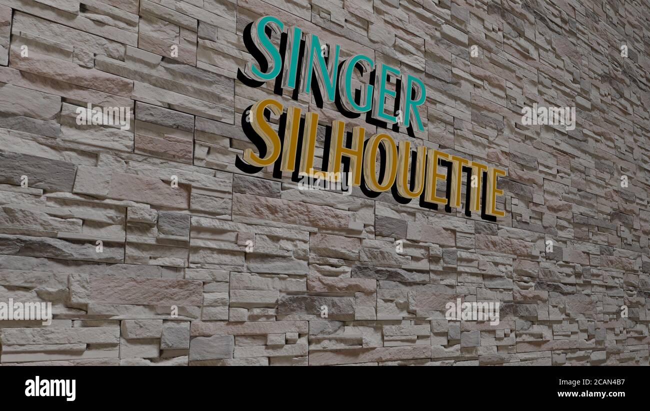 singer silhouette text on textured wall. 3D illustration. concert and ...