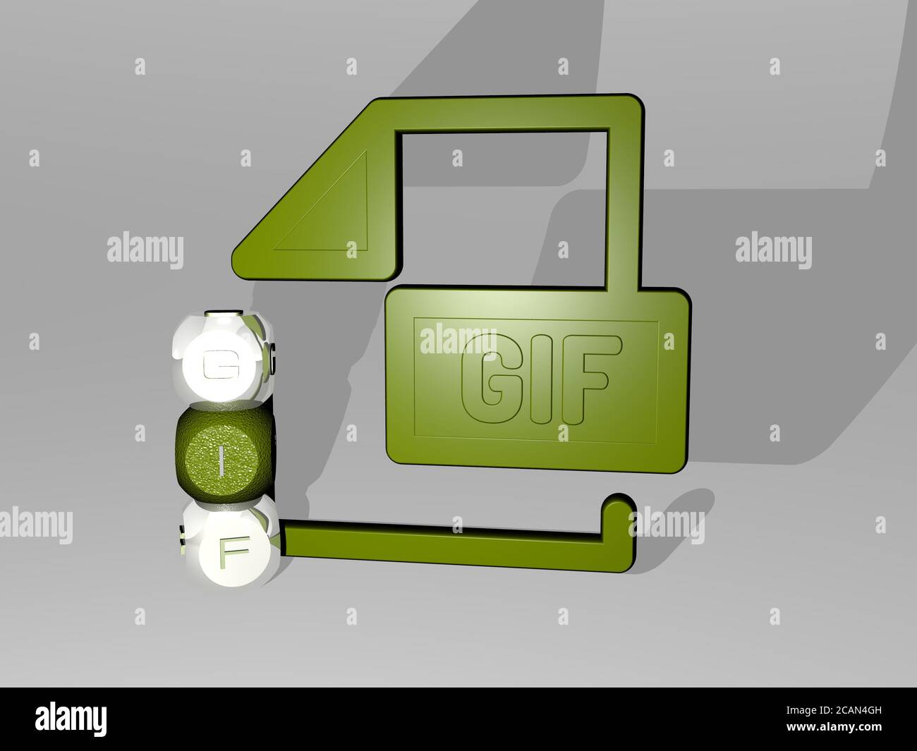 3D graphical image of gif vertically along with text built around the ...