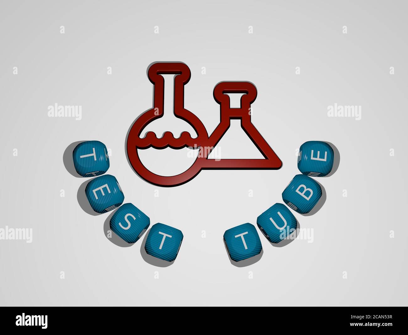 TEST TUBE text around the 3D icon. 3D illustration. background and ...