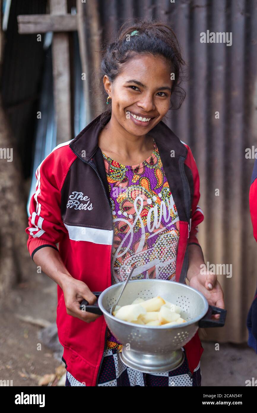 Haikesa / Indonesia - August 10, 2018: attractive young Timorese woman ...