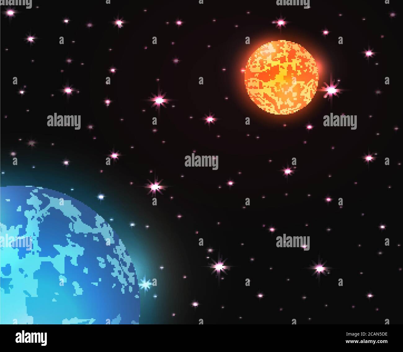 Space Vector illustration of planet Mars and Neptune with stars Stock ...