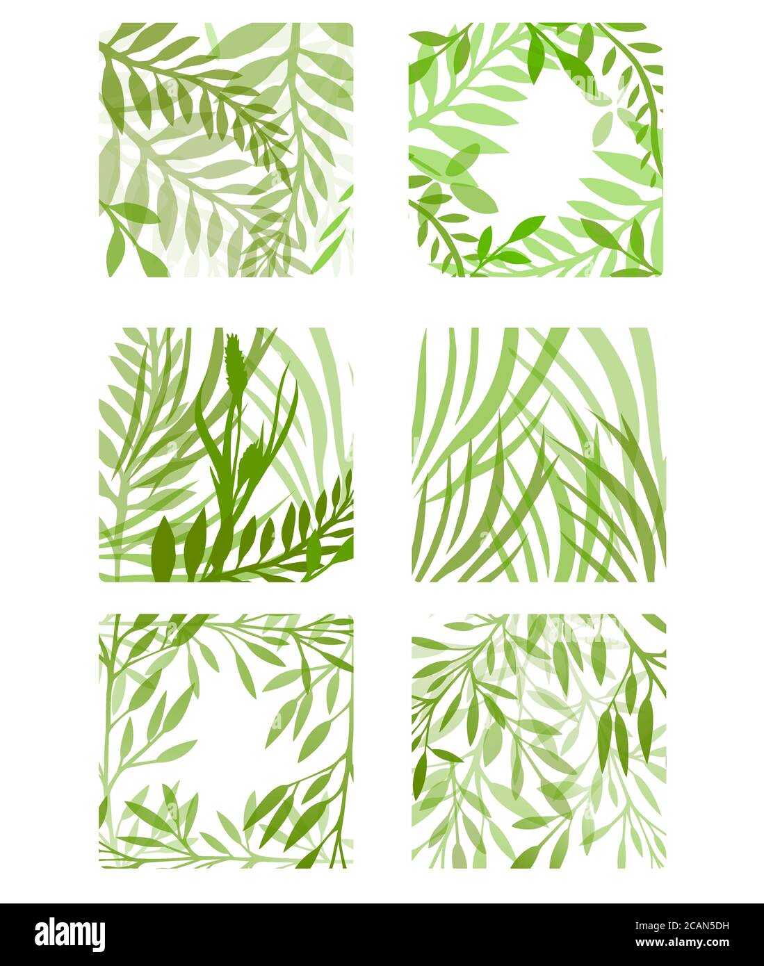 Set of square forms with green leaves and grass. Vector element for ...