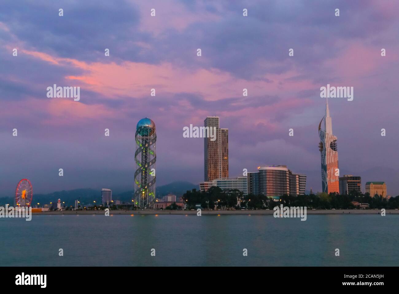 Batumi, Adjara, Georgia. View on the resort city at sunset Stock Photo ...