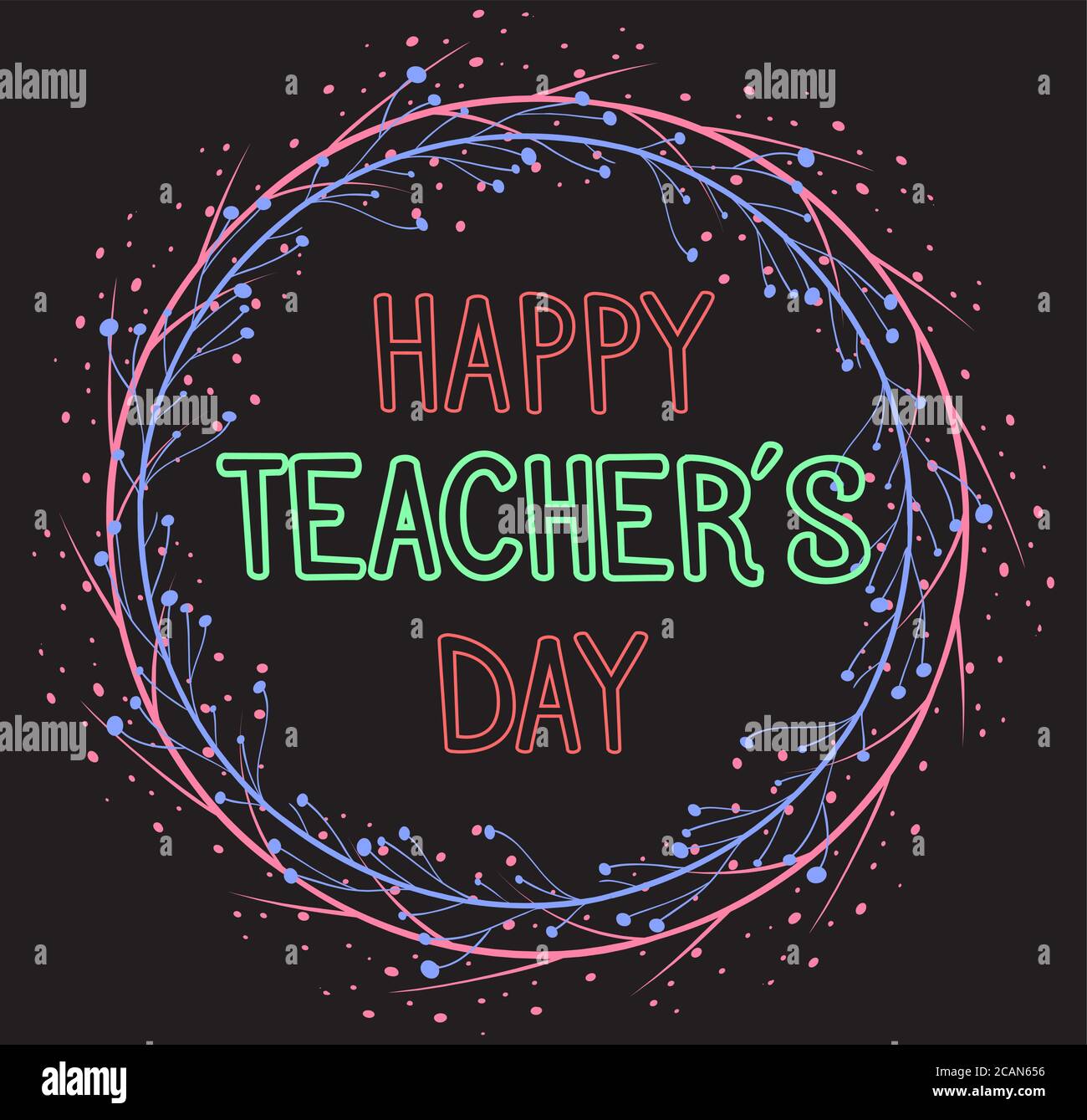 Congratulations on the day of the teacher on the blackboard with floral ...