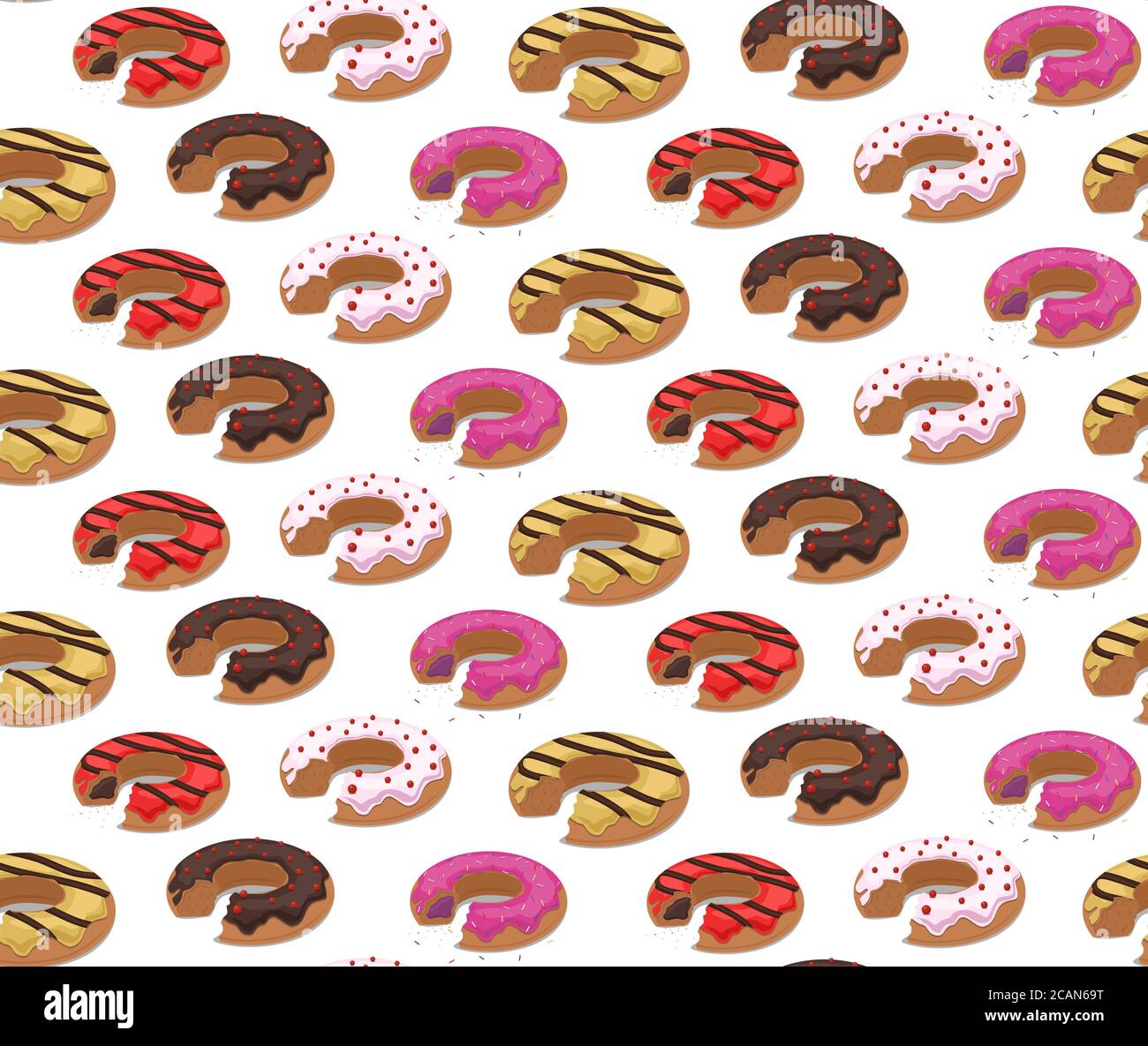 Seamless texture with a bite donuts into the glaze and grit. Vector ...