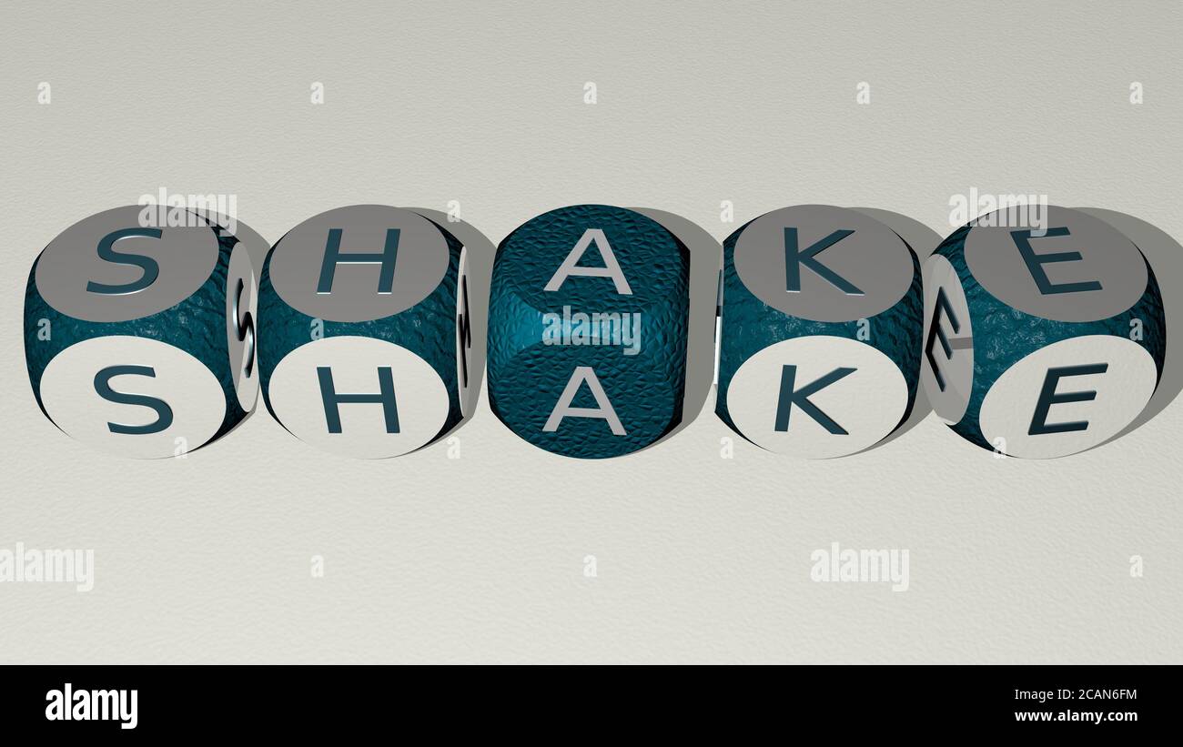 combination of shake built by cubic letters from the top perspective ...