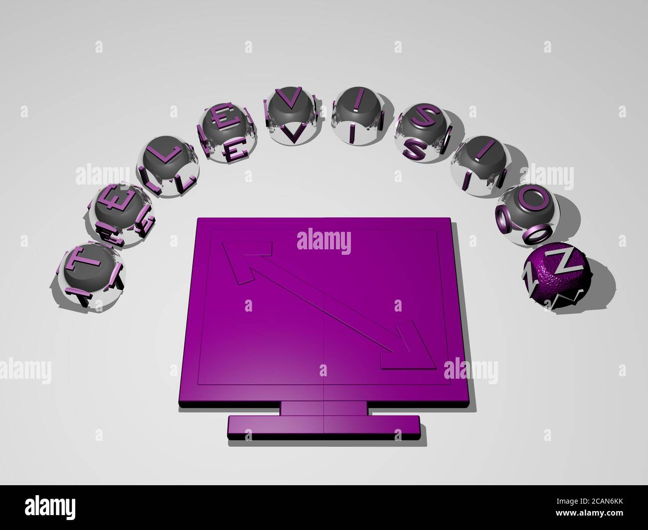 TELEVISION 3D icon surrounded by the text of cubic letters. 3D ...