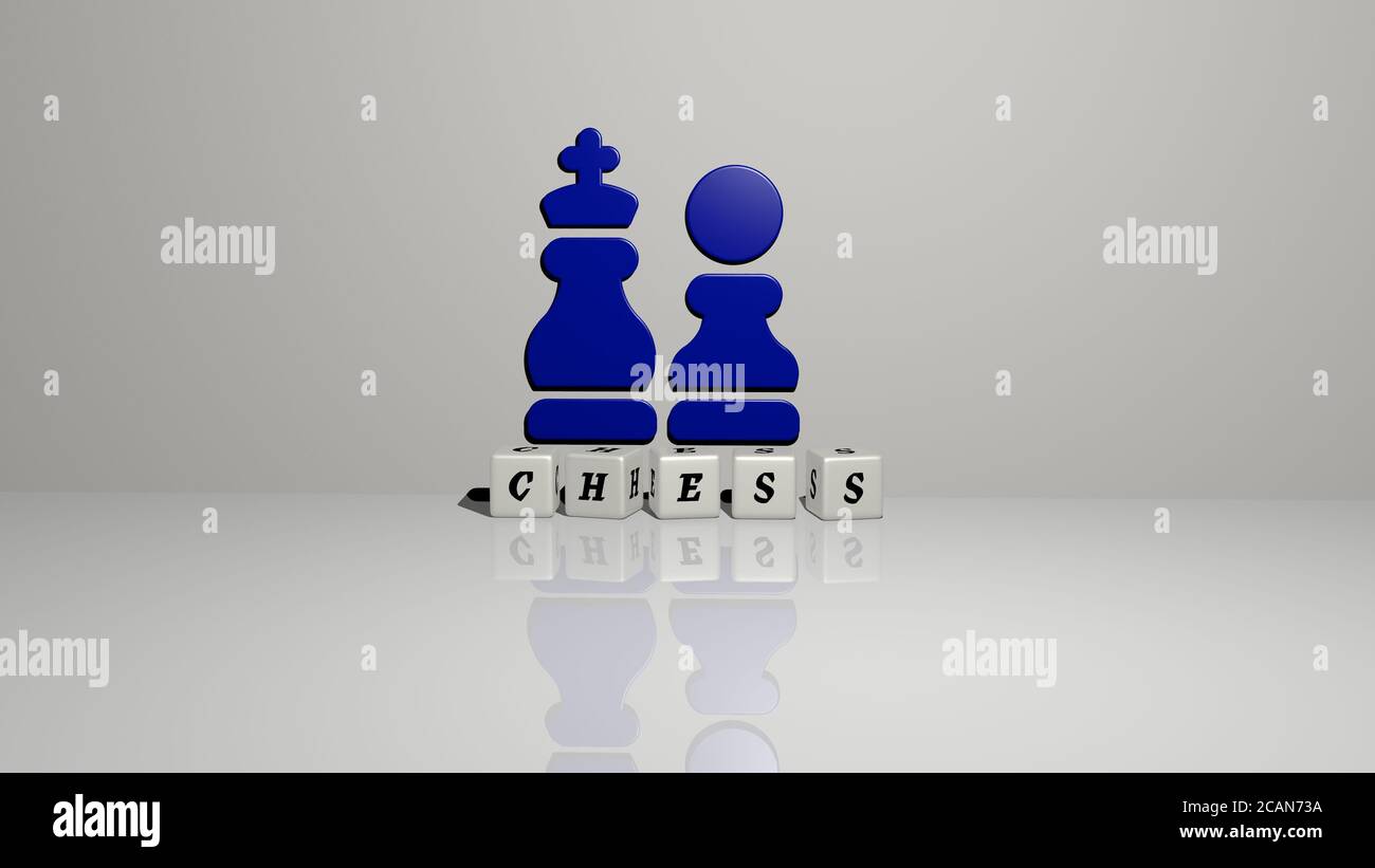 chess text of cubic dice letters on the floor and 3D icon on the wall ...