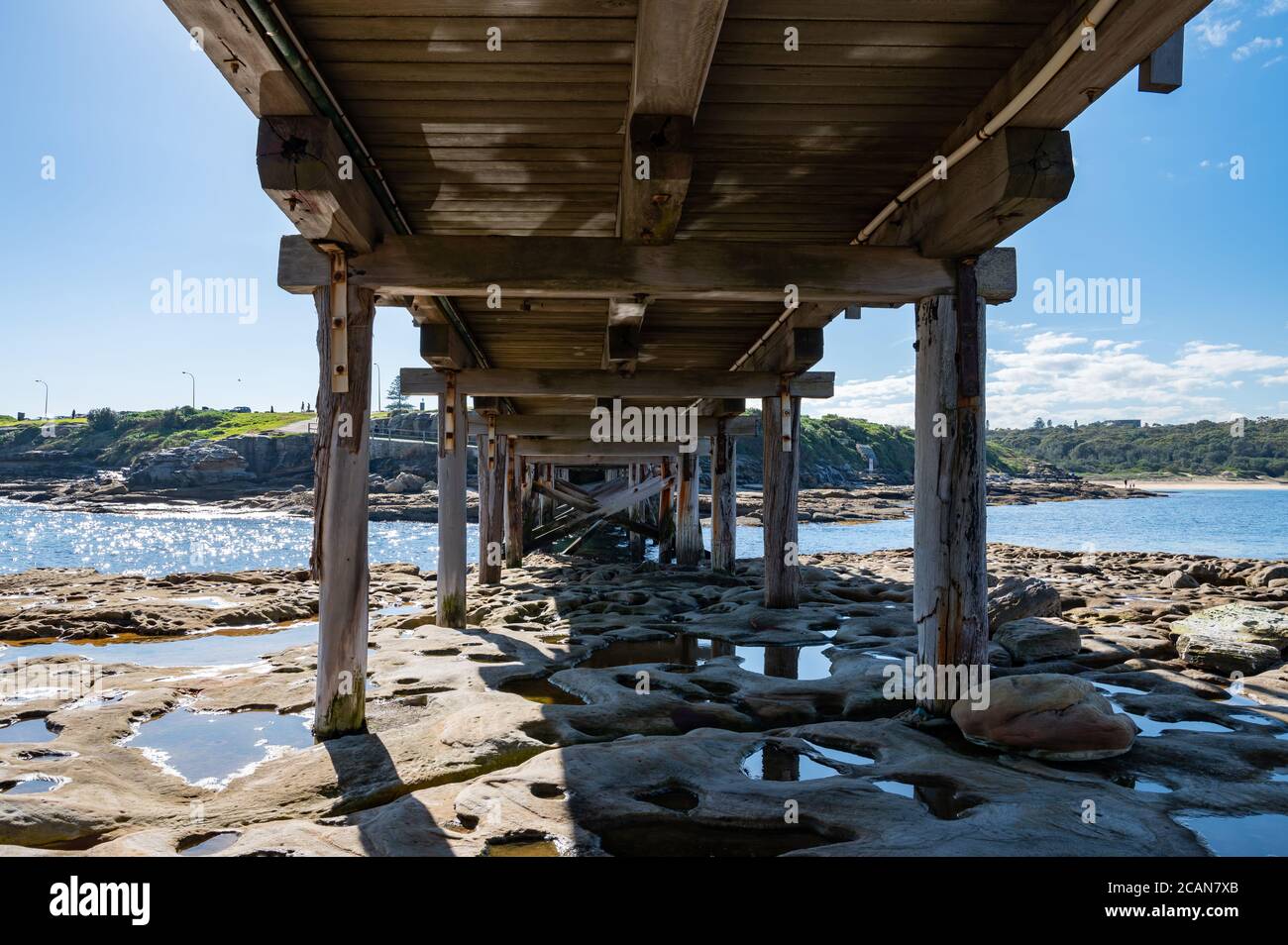 Sandstone Shore Platform and Bare Island Bridge Structure seen for ...