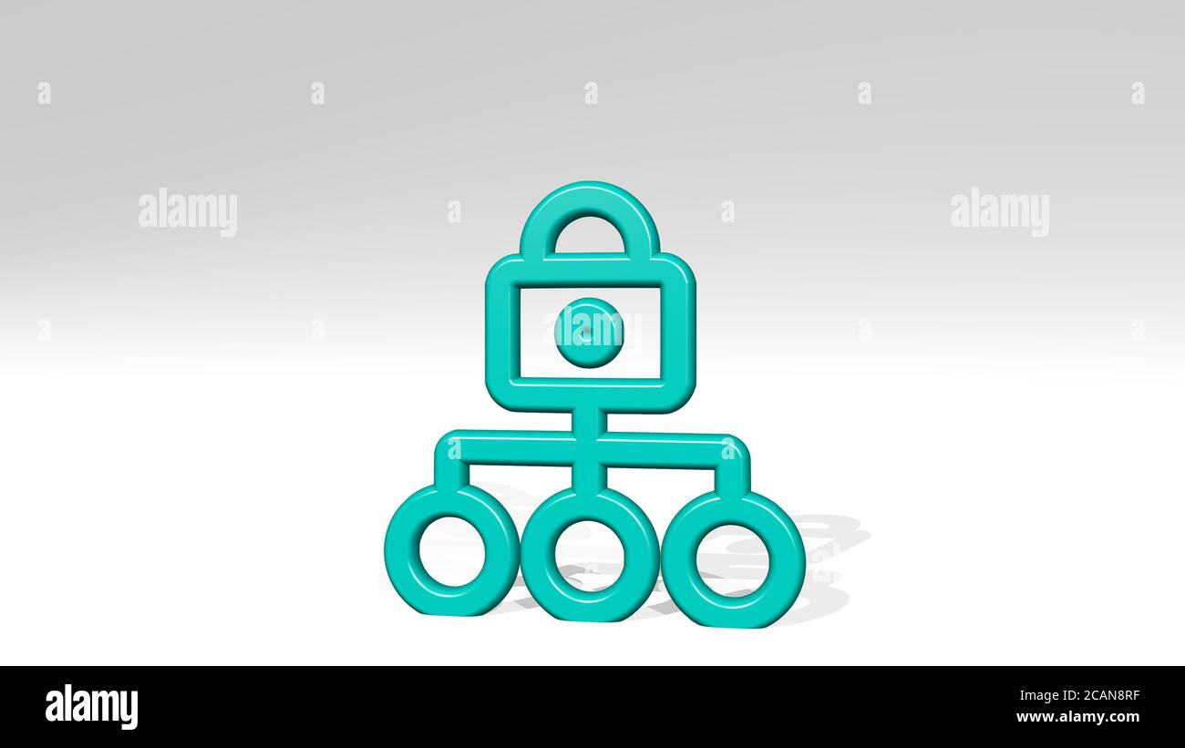 LOCK HIERARCHY 3D icon casting shadow. 3D illustration. background and ...