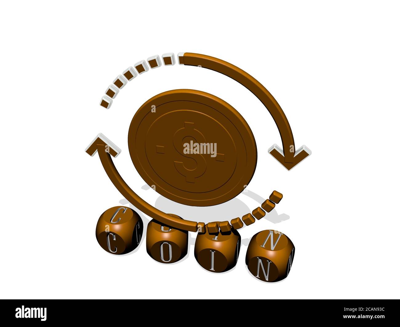 coin cubic letters with 3D icon on the top. 3D illustration. business ...