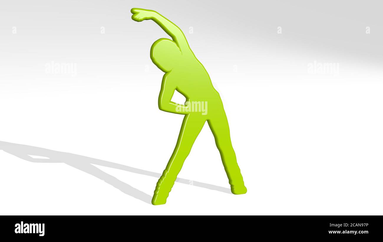 athletic woman workout 3D icon casting shadow. 3D illustration. athlete ...