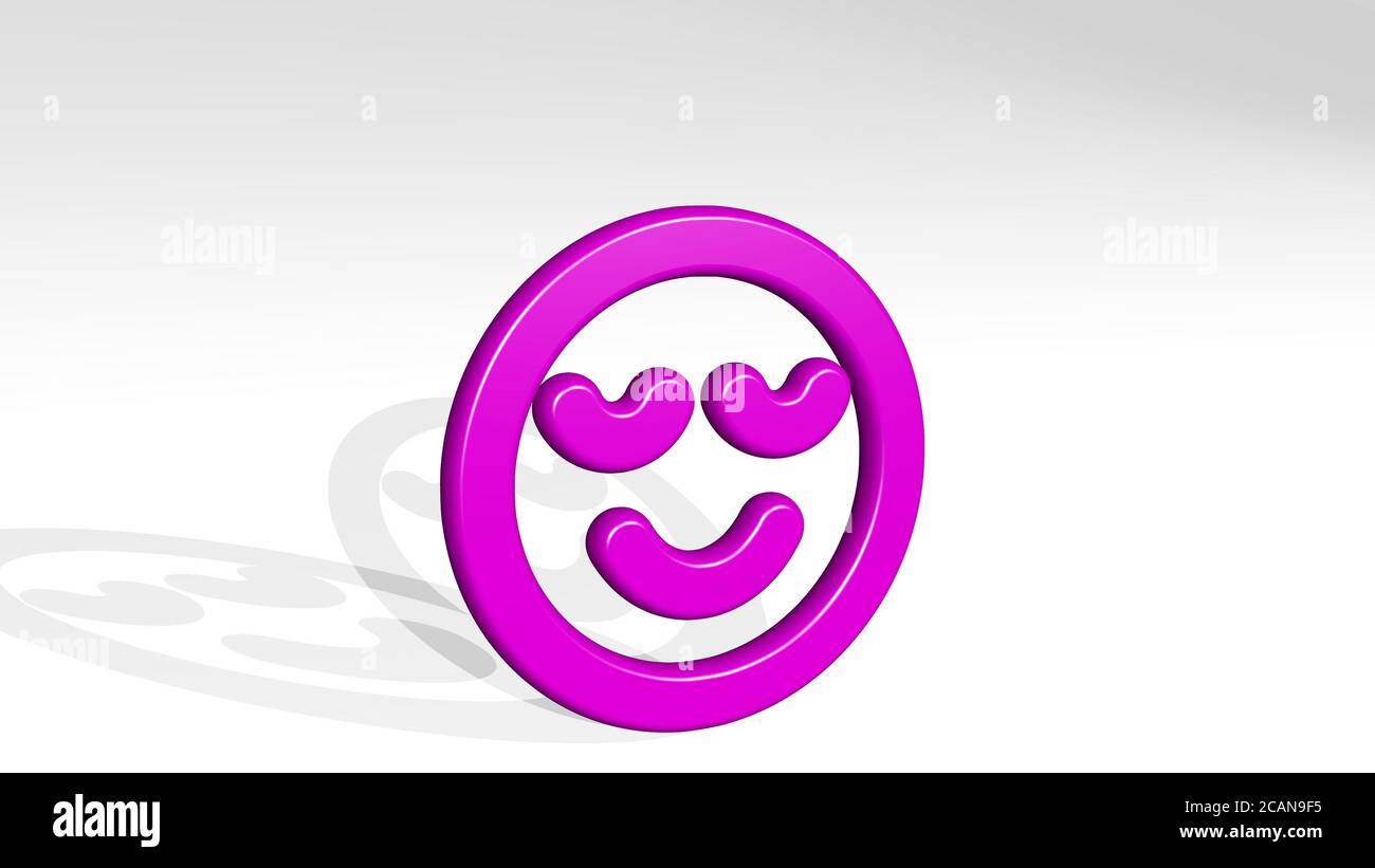 smiley smile 1 alternate 3D icon casting shadow. 3D illustration. face ...