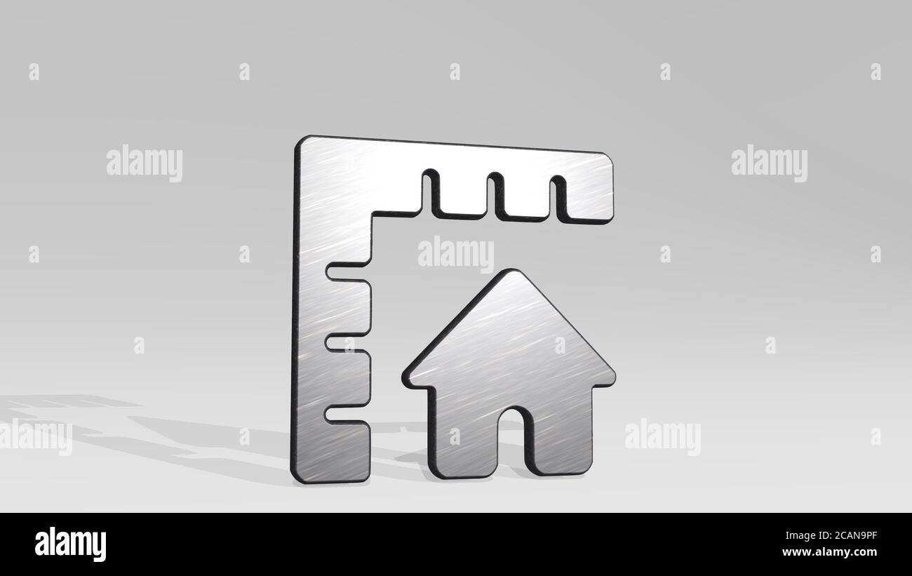 REAL ESTATE DIMENSIONS HOUSE RULER 3D icon standing on the floor. 3D ...