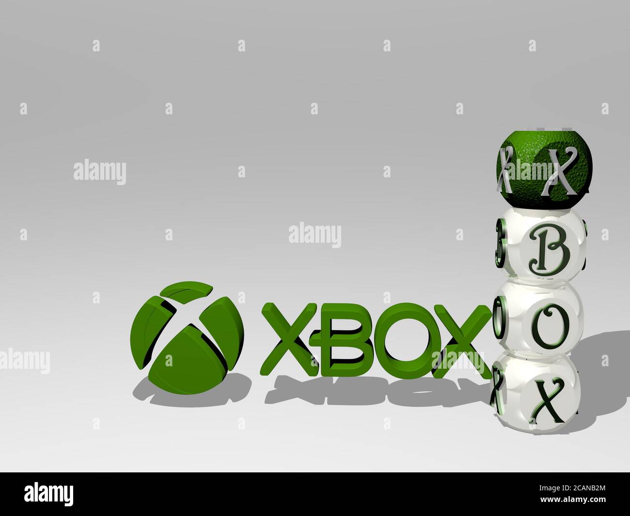 XBOX 3D icon beside the vertical text of individual letters. 3D ...