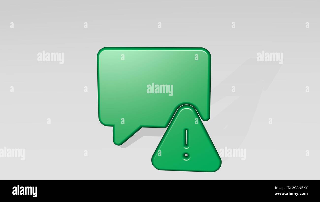 messages bubble square warning triangle 3D icon casting shadow. 3D ...
