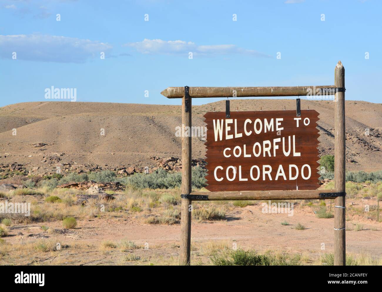 Welcome to Colorful Colorado boarder sign Stock Photo - Alamy