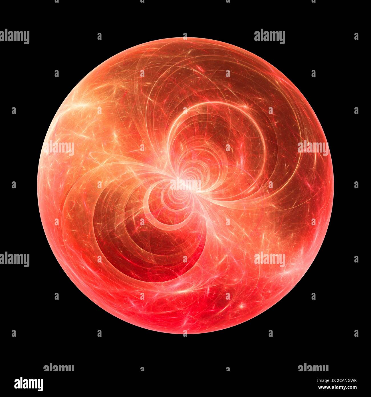 Fiery exoplanet with strong magnetic core, conceptual illustration ...