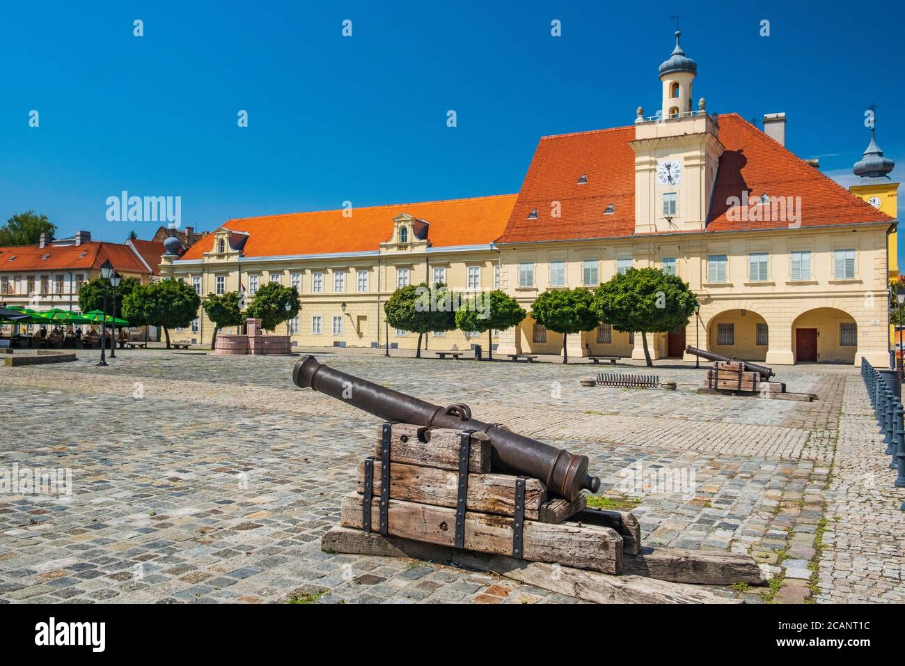 Holy trinity square in Tvrdja, old historic town of Osijek, Croatia ...