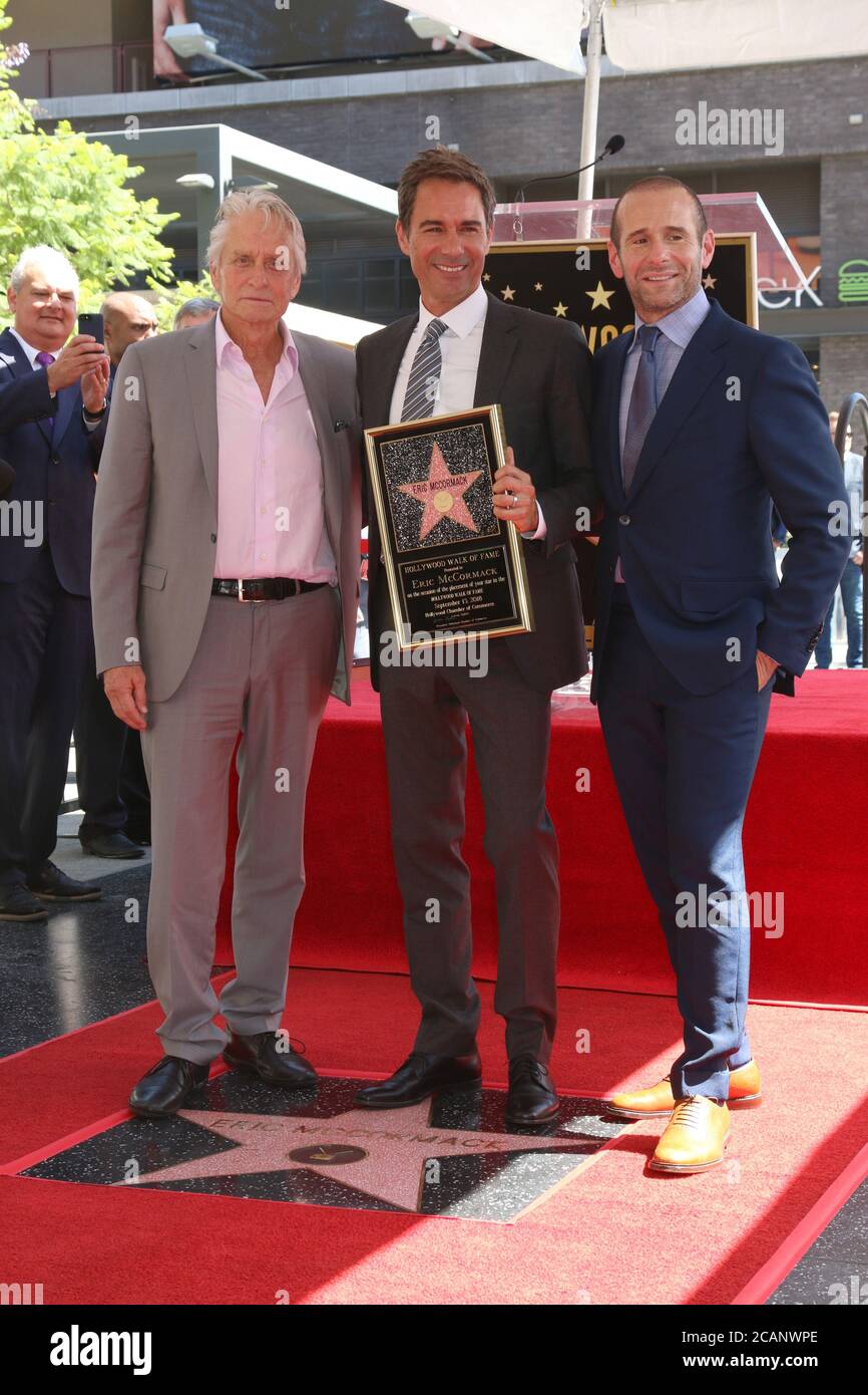 LOS ANGELES - SEP 13: Michael Douglas, Eric McCormack, Max Mutchnick at ...