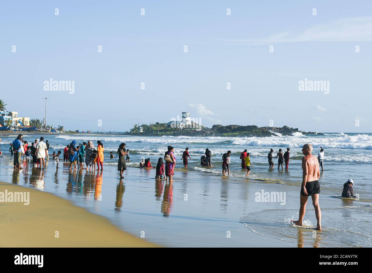 Kerala, India. September 08, 2019. Kovalam beach and Vizhinjam light ...