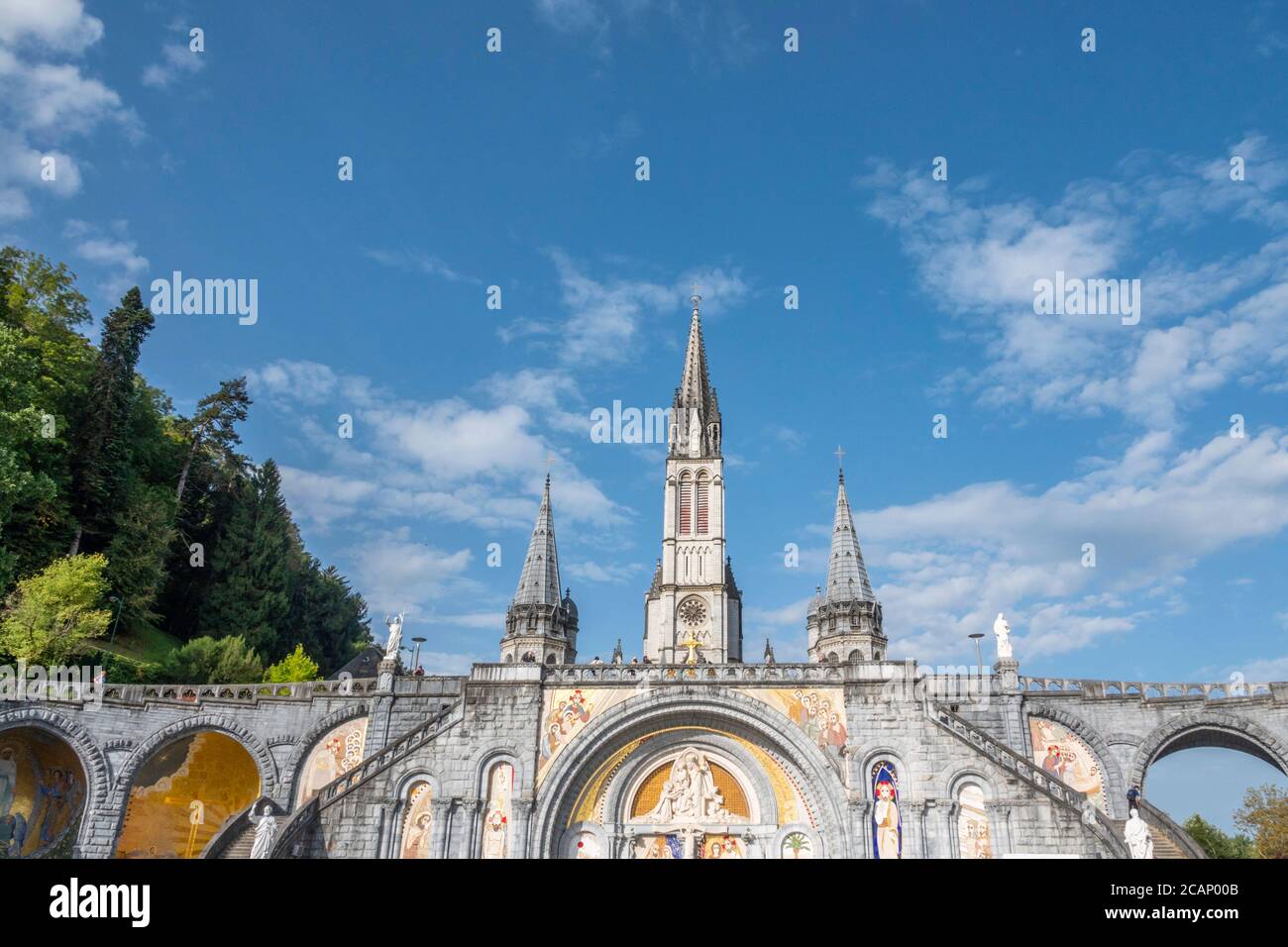 LOURDES, FRANCE - SEPTEMBER 14 2019: The Sanctuary of Our Lady of Lourdes in Lourdes, France ...