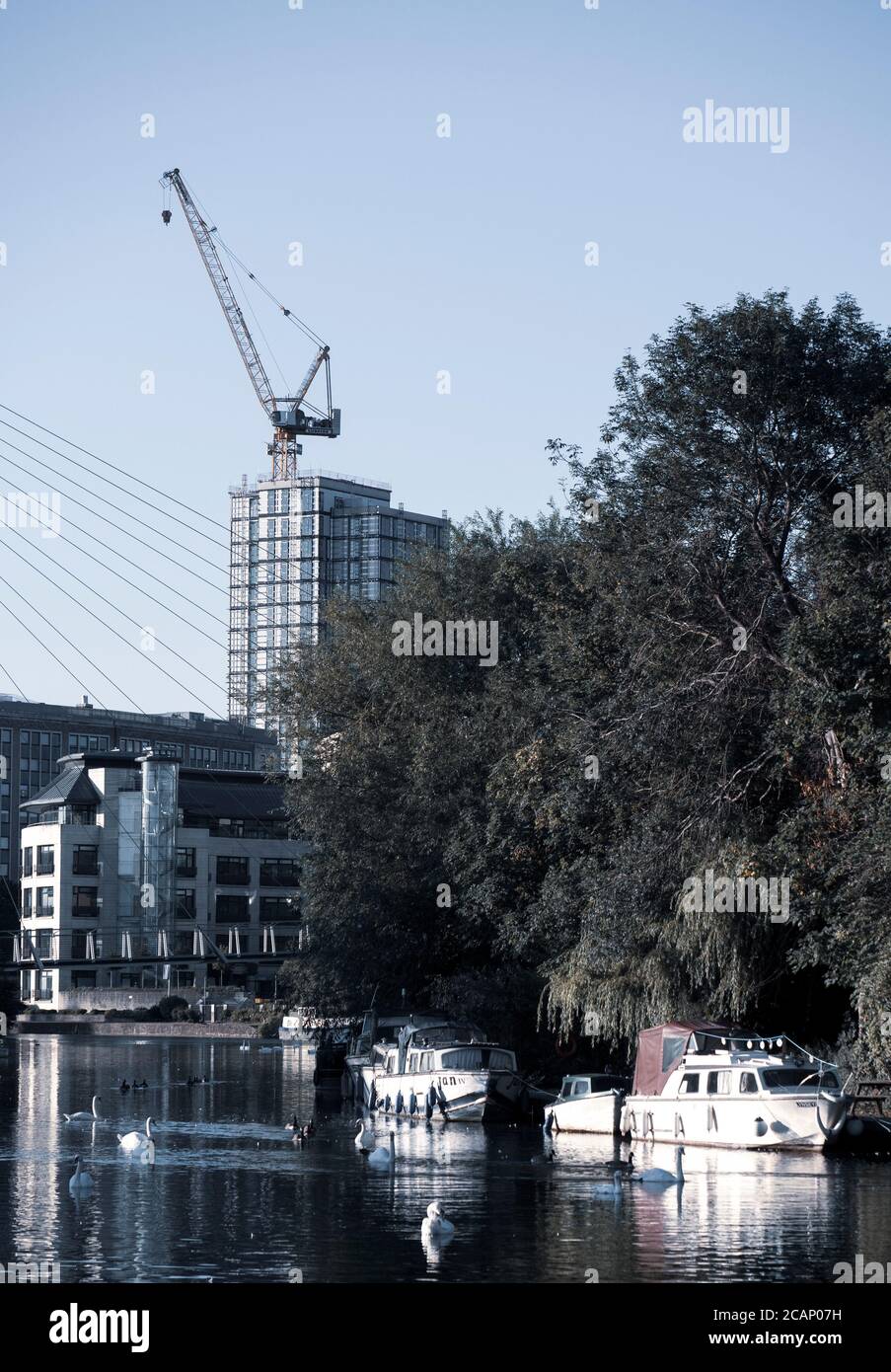 Landscape of River Thames, Central Reading, Dawn, Morning Light ...