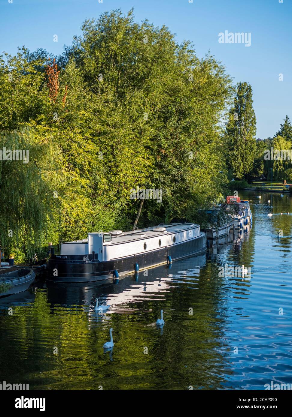 Early Morning Light, Narrow Boat, River Thames, Caversham, Reading ...