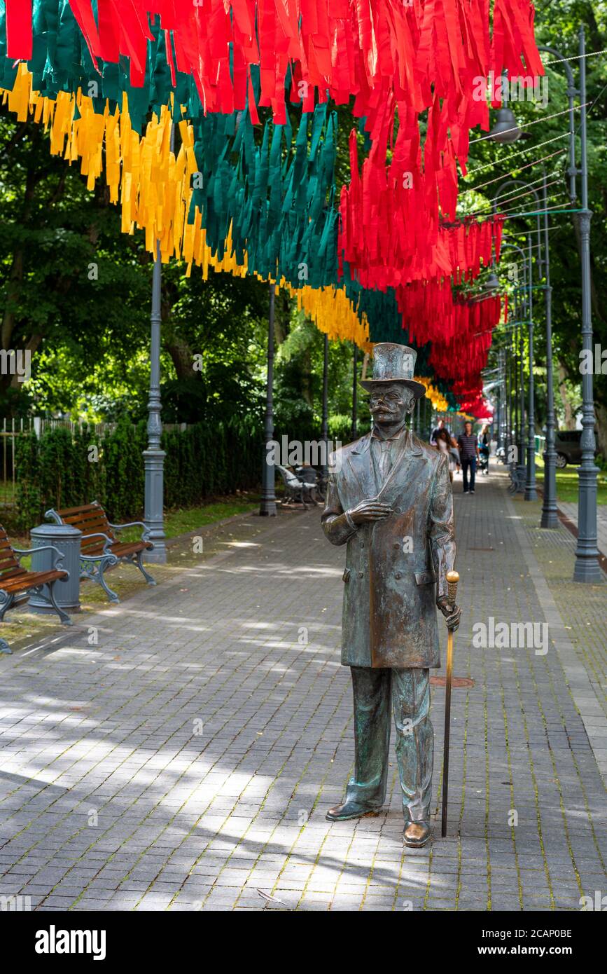 Sculpture of count Tiskevic, founder of Palang city, under decorations ...